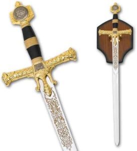 King Solomon Sword Full Size Gold/Black Metal Replica - ReplicaSwords.us